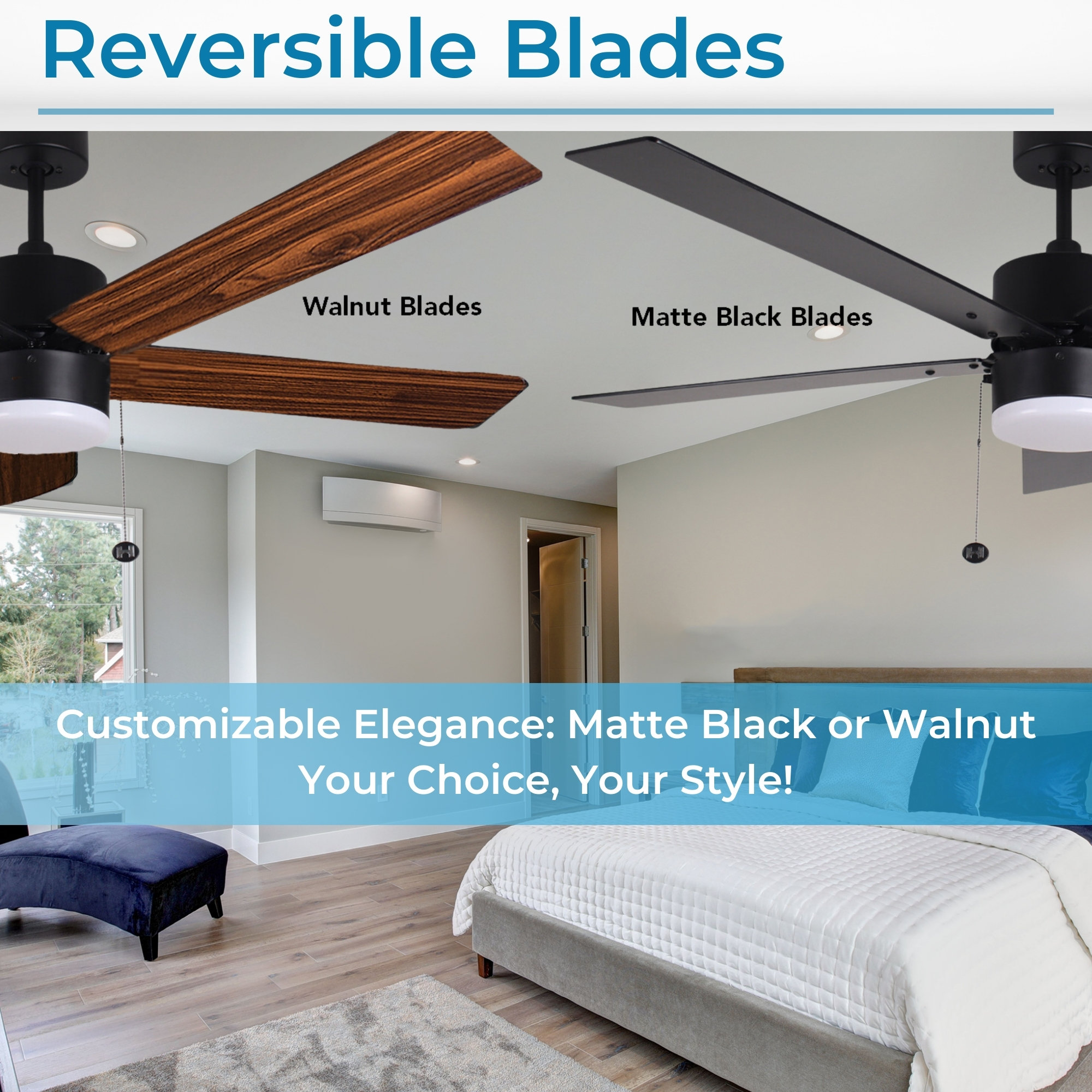 Ebern Designs 5-blade 52" Mb Modern Cylinder Fan Matte Black/walnut ...