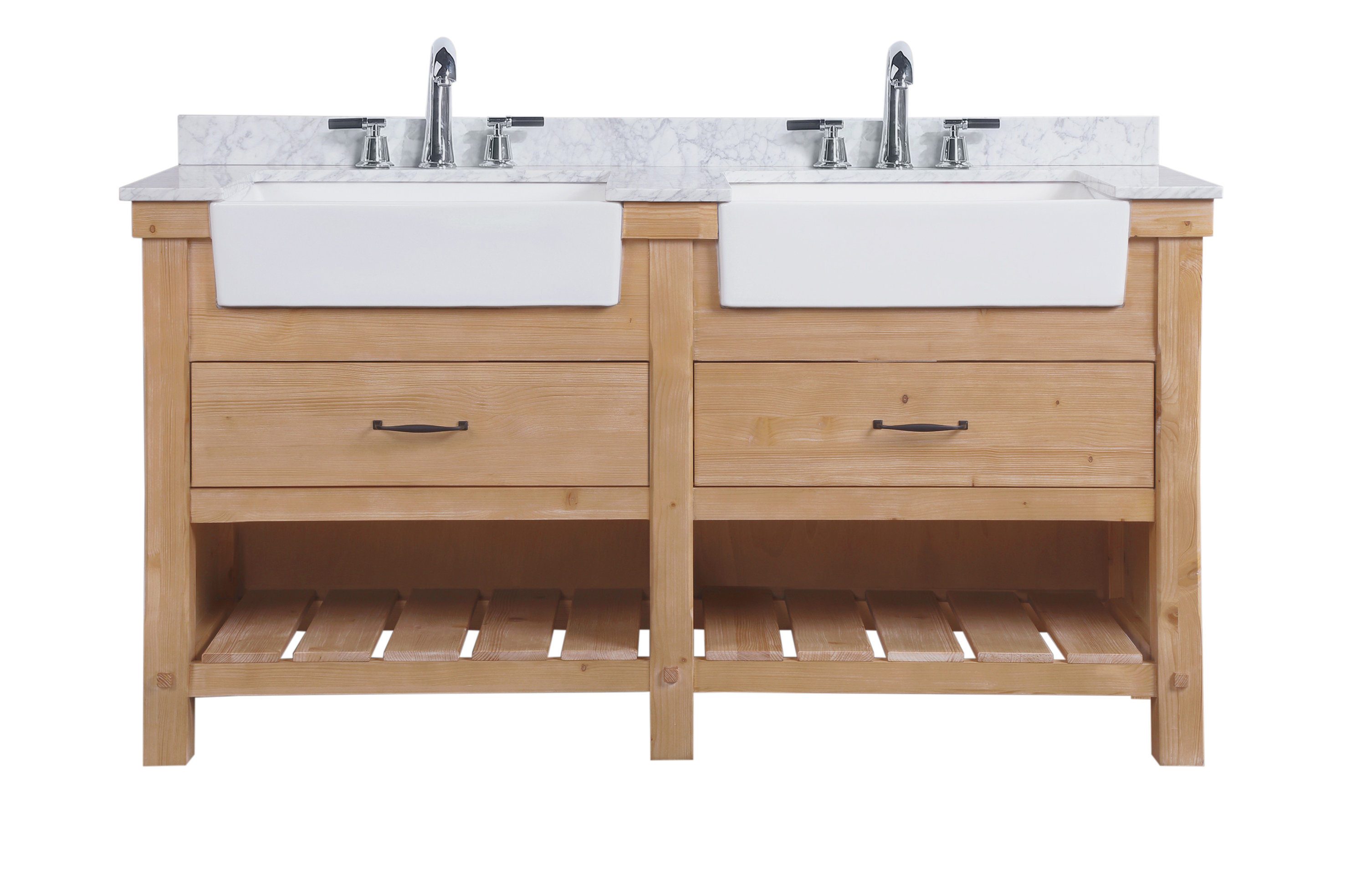 MEDUNJESS 60'' Bathroom Vanity With Carrera Marble Top, Pre-Assembled ...