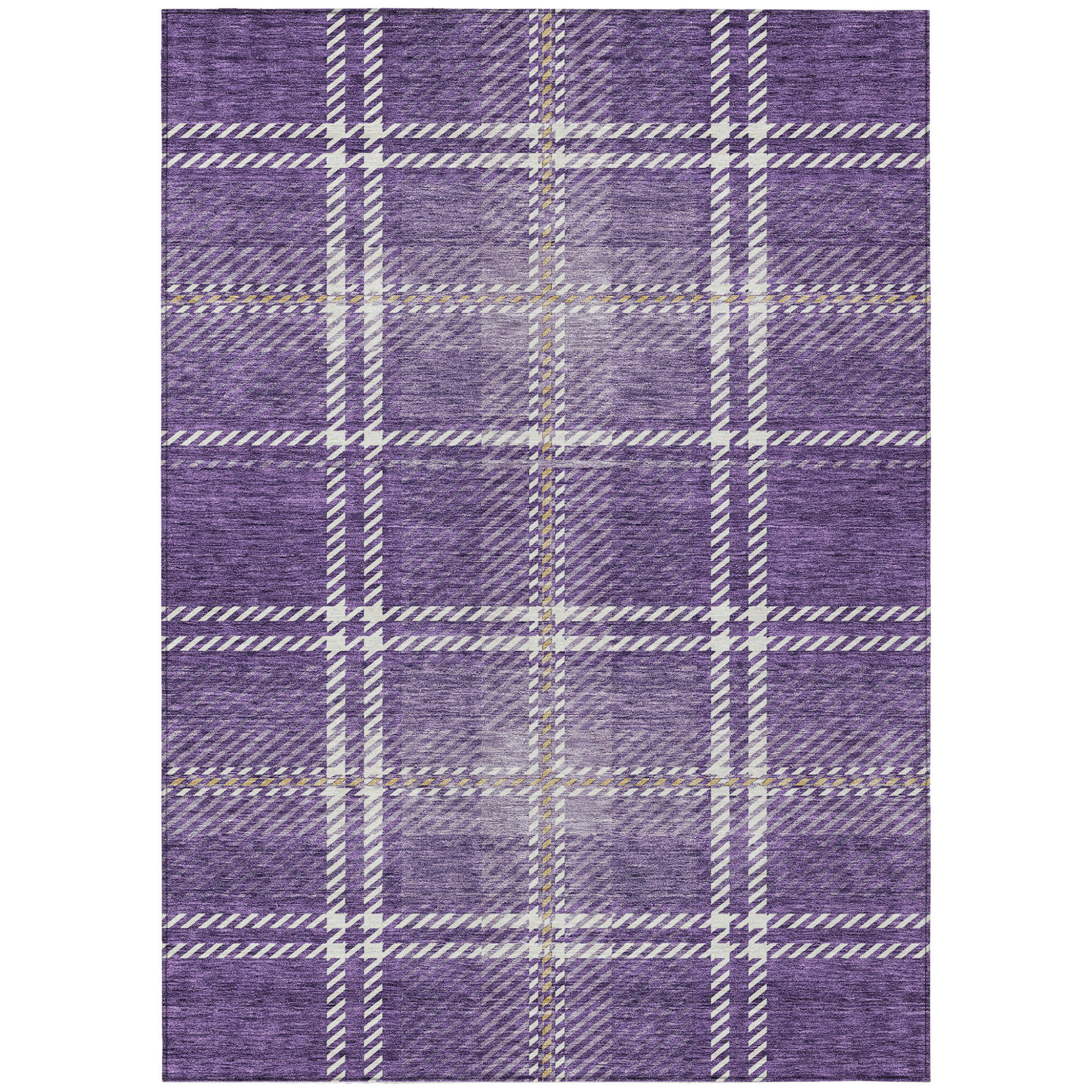 HomeRoots 8' X 10' Purple Plaid Washable Indoor Outdoor Area Rug | Wayfair