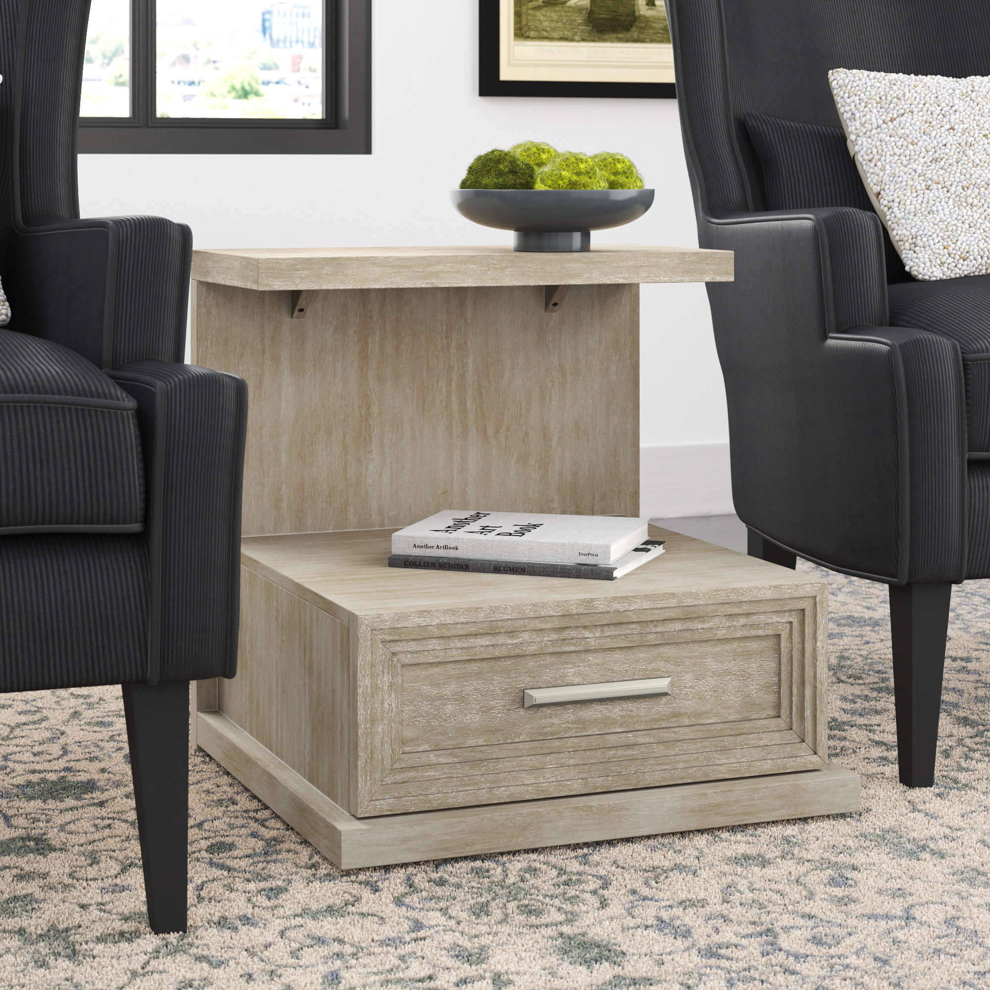 Canora Grey Judye Solid Wood Block End Table with Storage | Wayfair