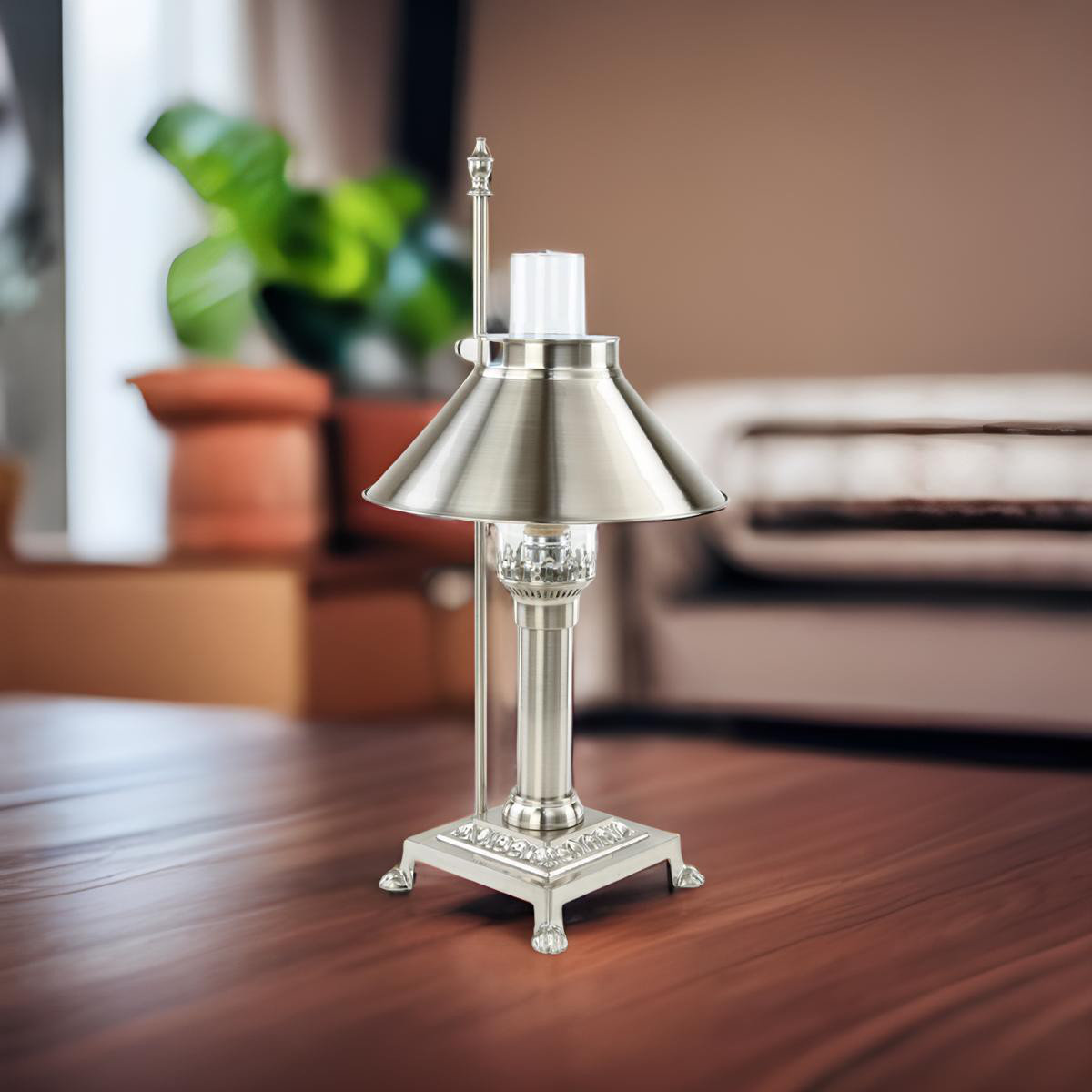 Charlton Home® Crompton Table Lamp Silvertone Brass Lamp 20"H ...