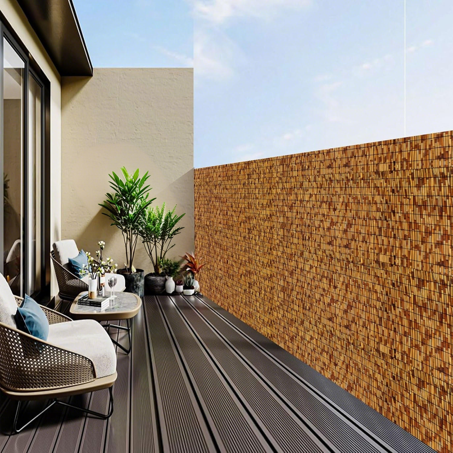 DOCOSA Natural Reed Fence 4X16 FT For Outdoor Privacy Screen & Backyard ...