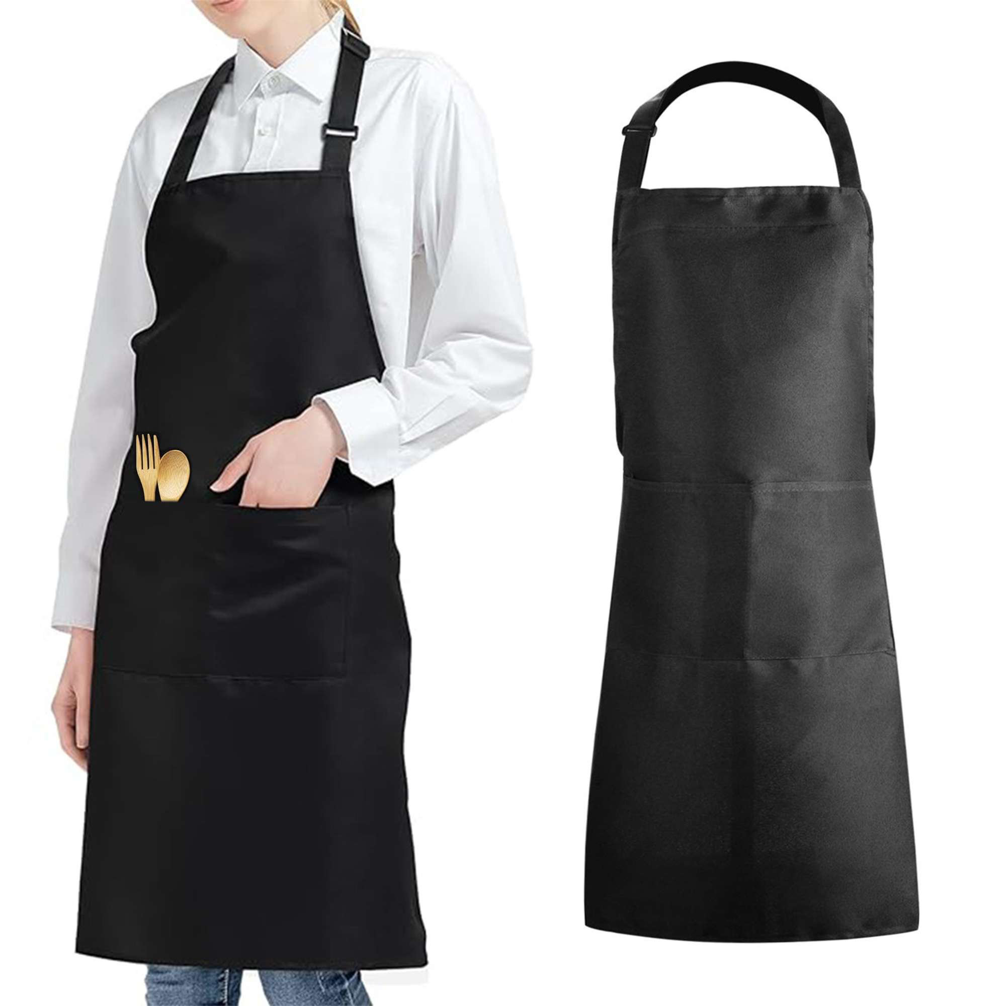 Prep & Savour Kitchen Apron with 2 Pockets Adjustable Cooking Bib ...