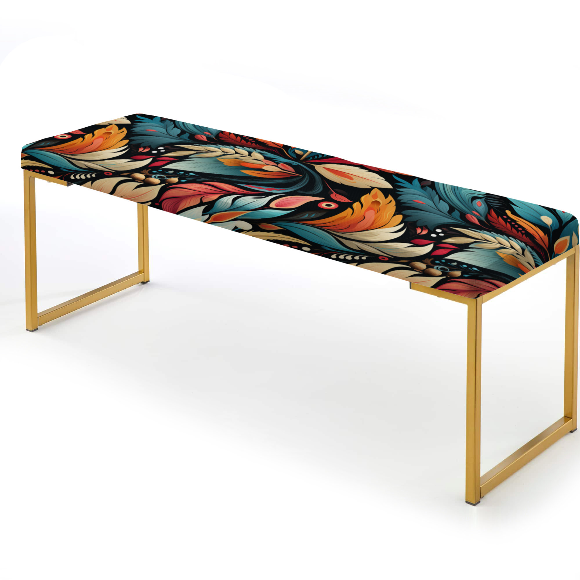 Design Art Artistic Nomad Boho Pattern - Boho Upholstered Gold Bench ...