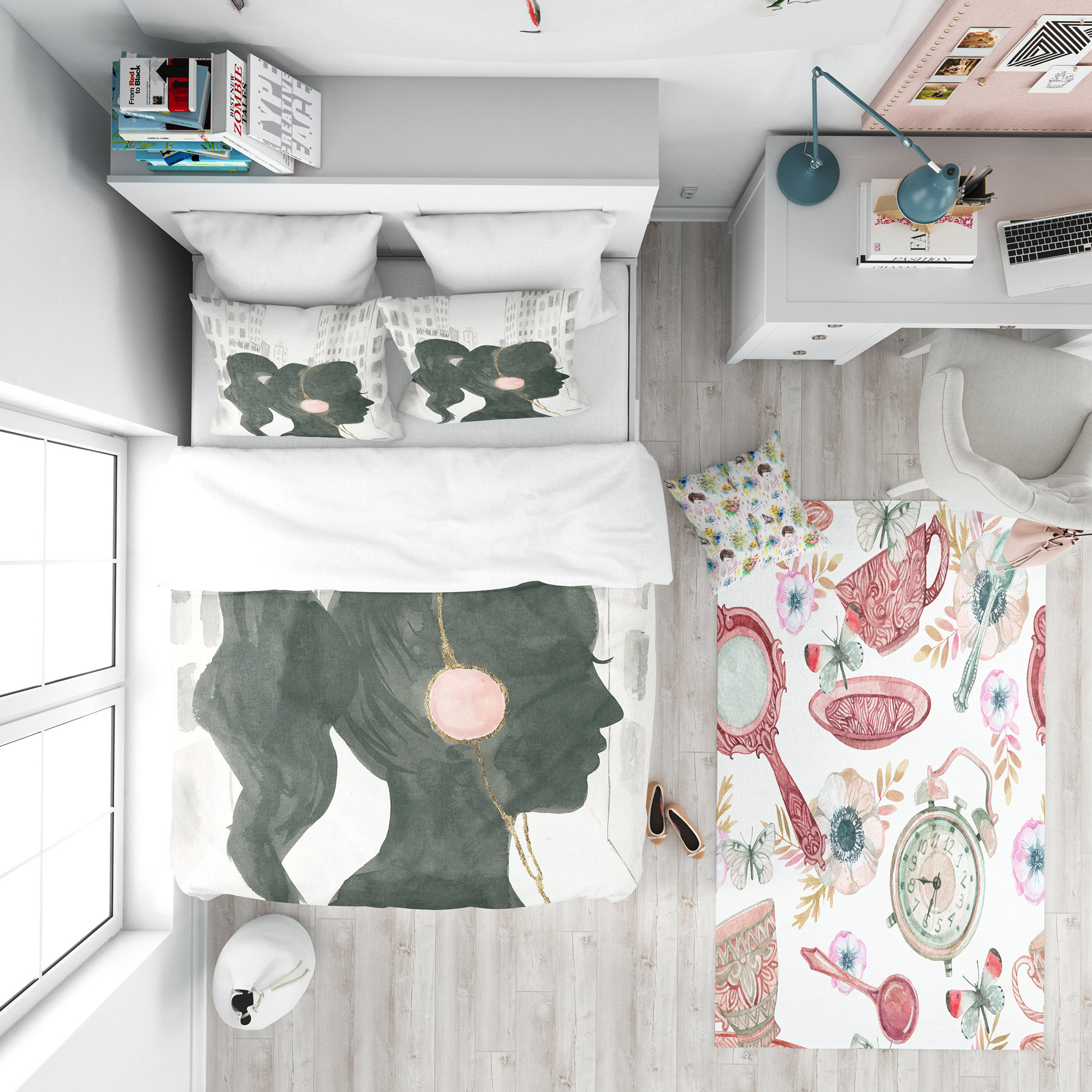 Design Art Ensemble de housse de couette Glam Pink Lady III ...