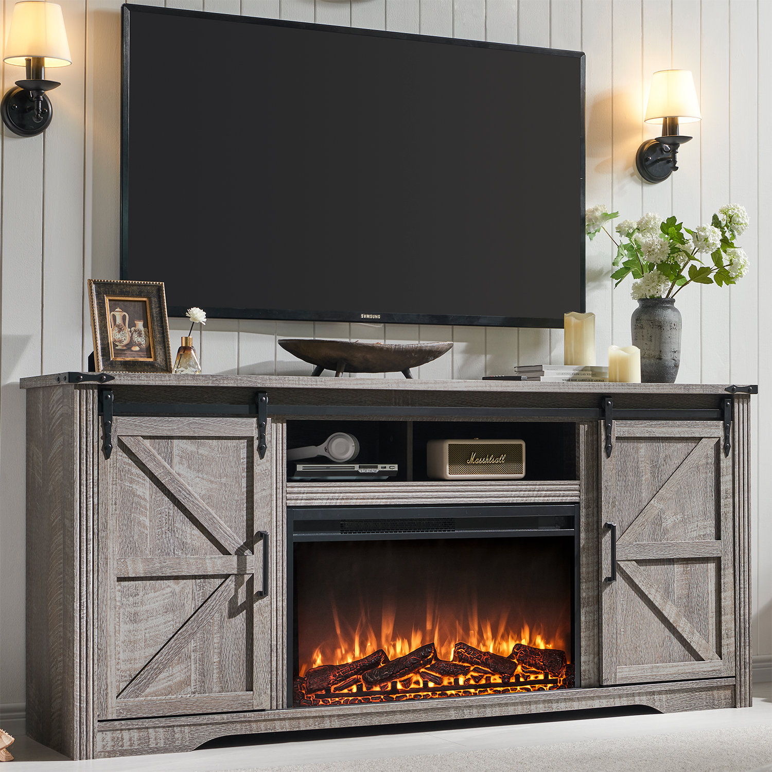 Gracie Oaks Dossou 70 Inch TV Stand For TVs Up To 80 Inches With ...