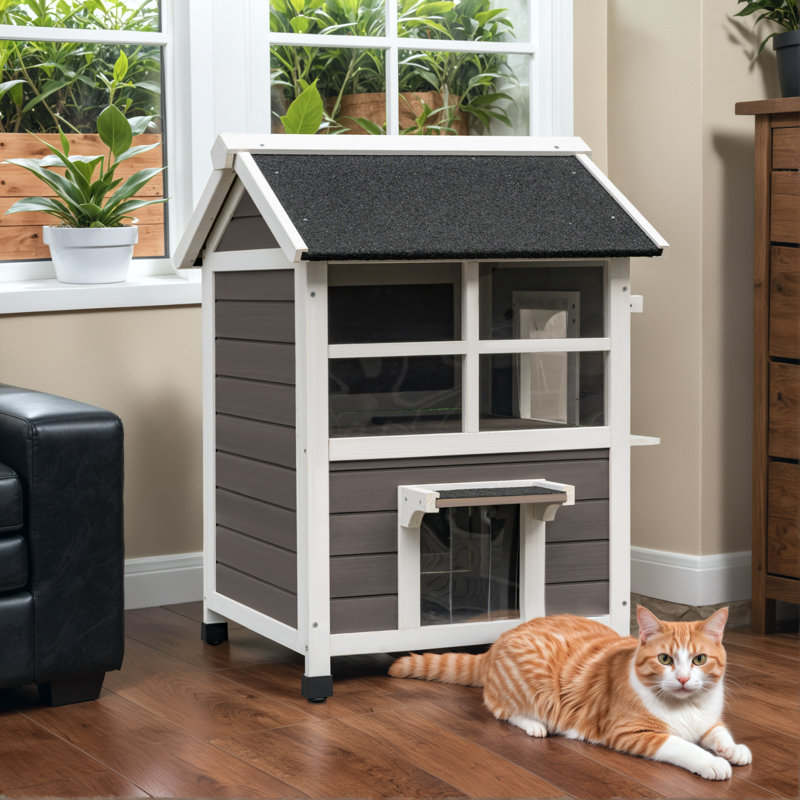 Tucker Murphy Pet™ Outdoor Two-story Cat House With Escape Door ...