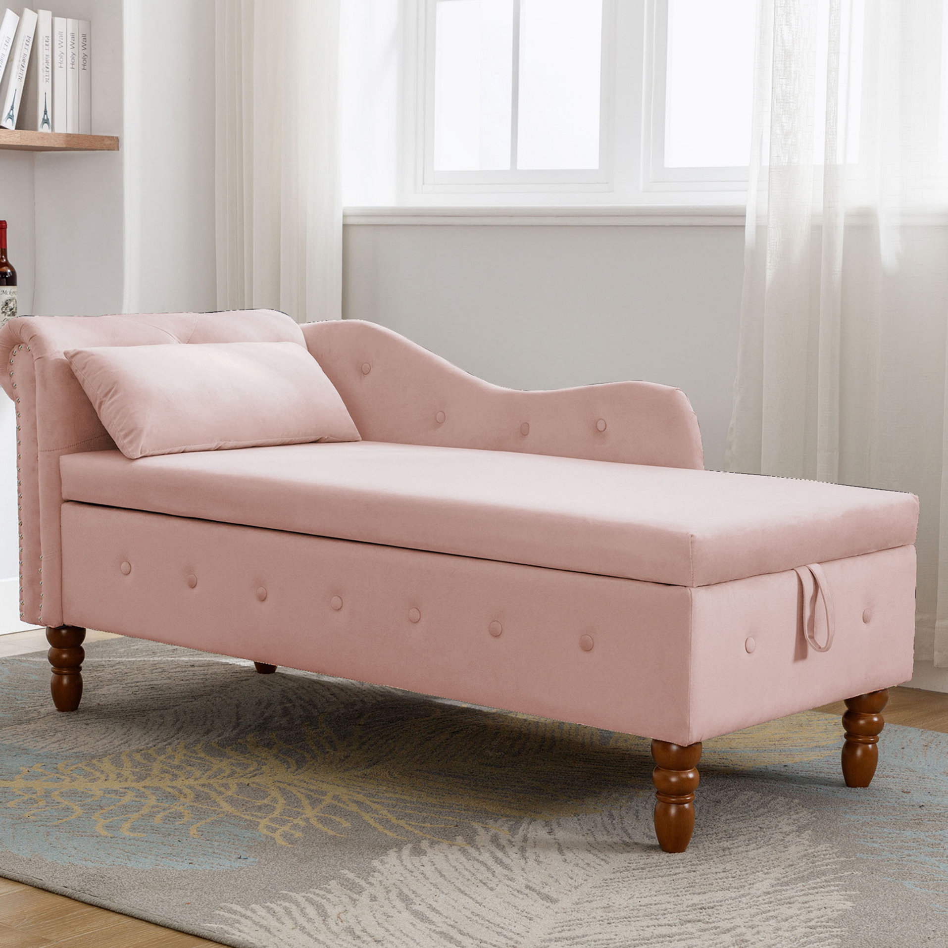 House of Hampton Chaise Lounge Indoor,Velvet Lounge Chair with Storage ...