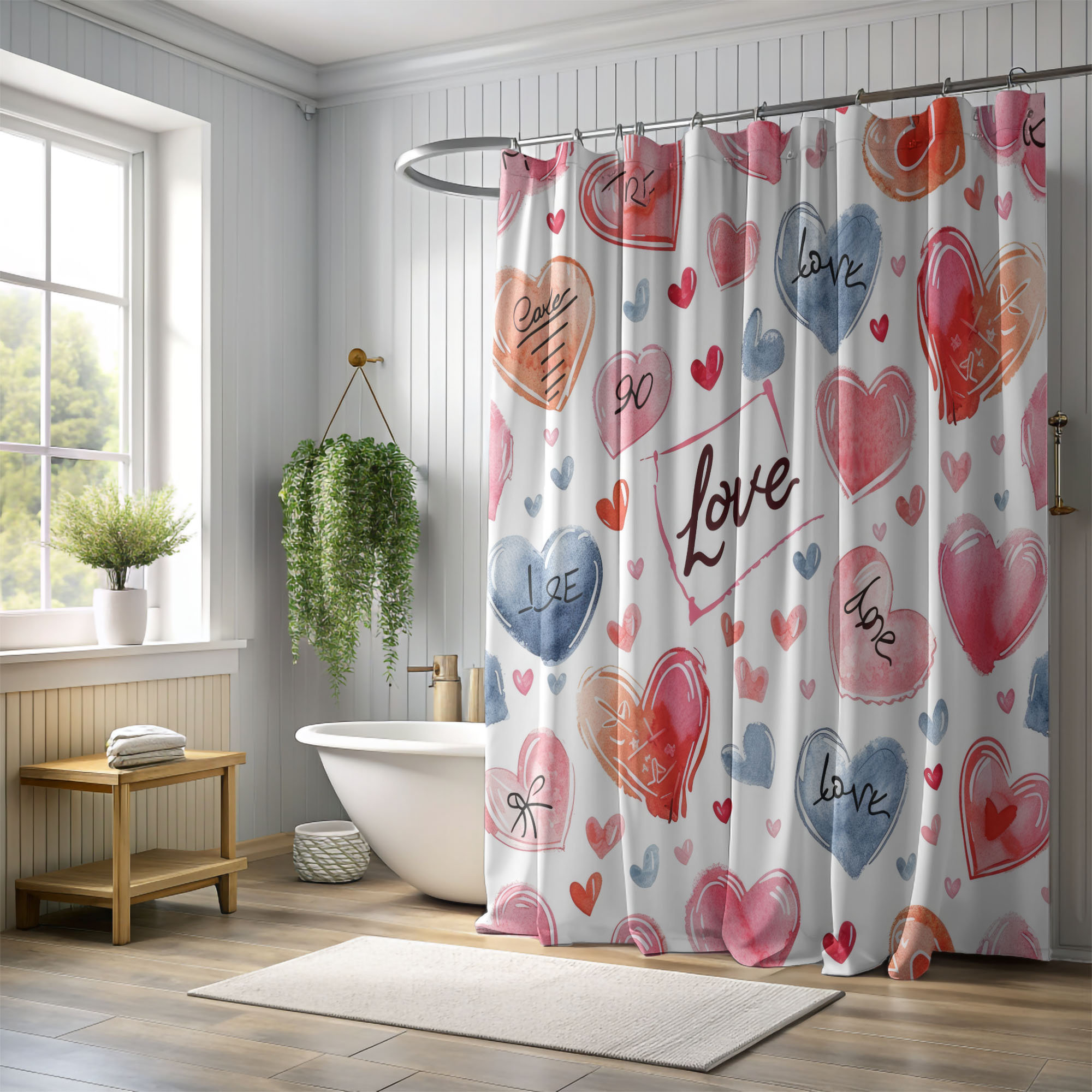 East Urban Home Heartfelt Messages of Love - 1 Piece Standard Shower ...