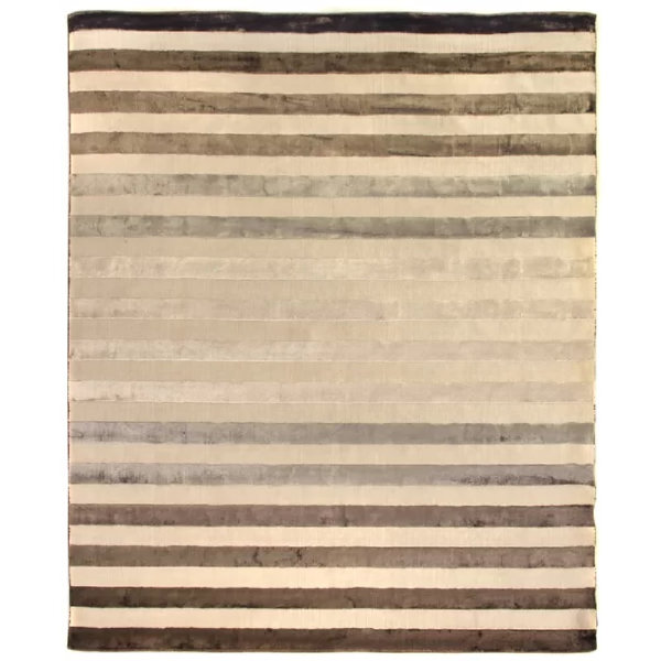 Exquisite Rugs Rugby Striped Flatweave Area Rug in Brown/Ivory | Perigold