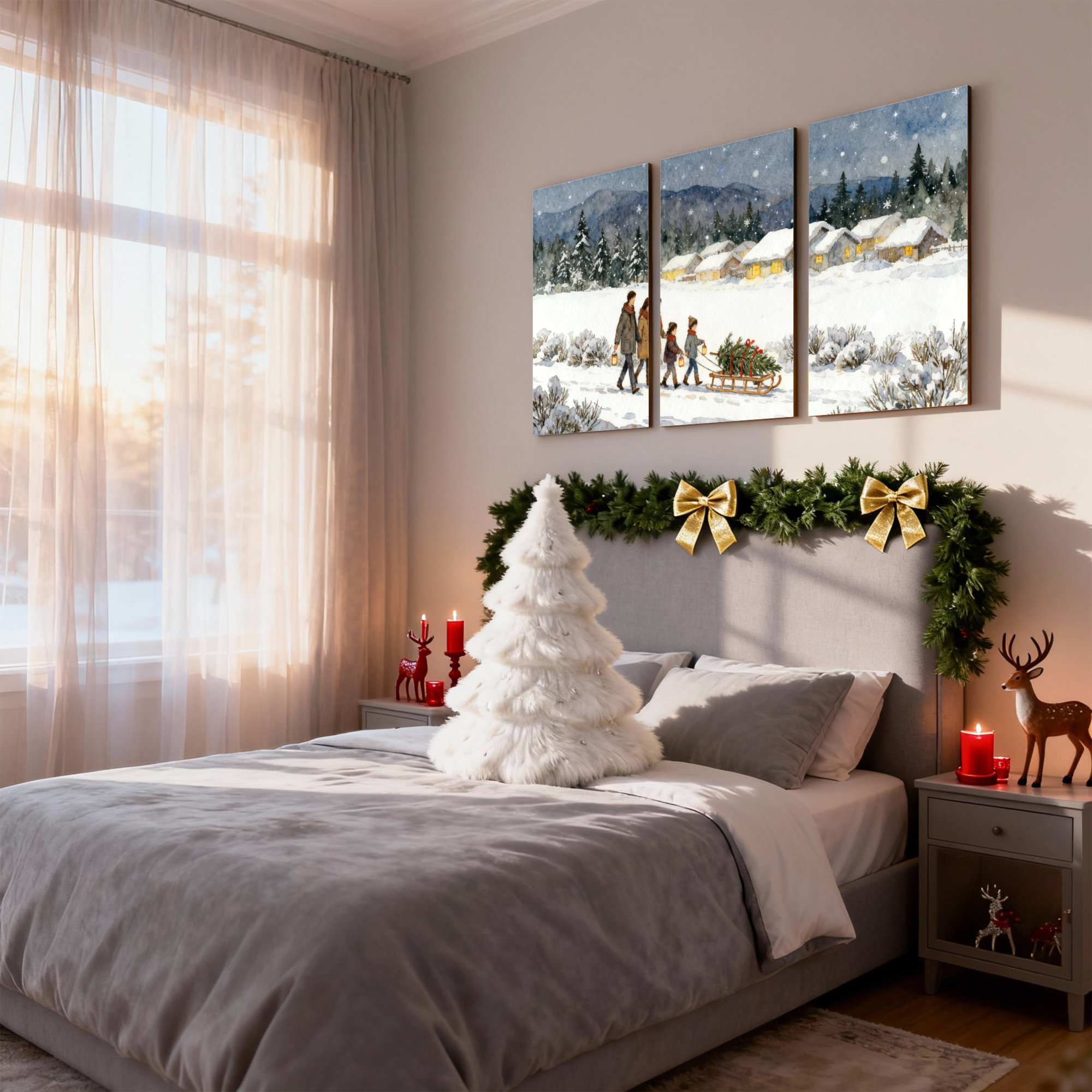 Winston Porter Christmas Winter Family Sleigh Christmas Scene Landscape ...