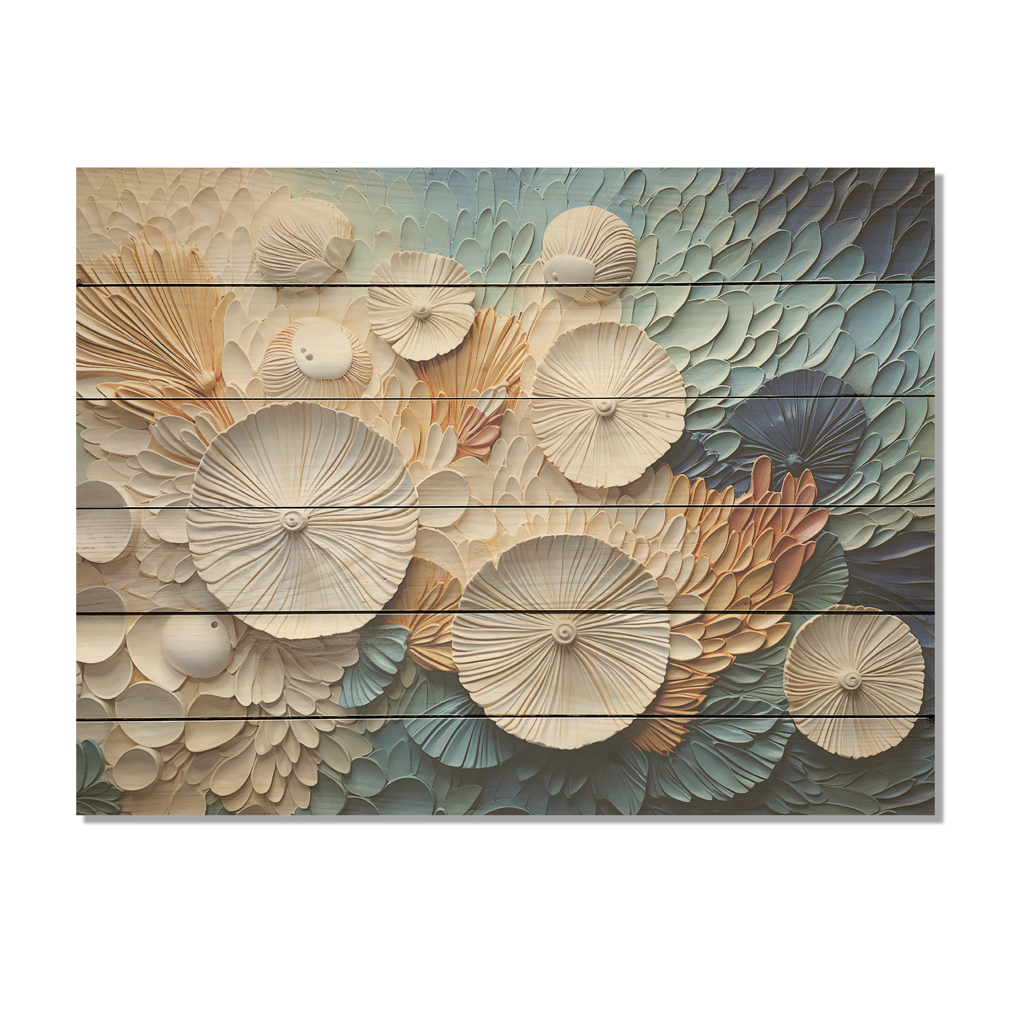 Lark Manor™ Coastal Seashell Tranquility I - Seashell Wood Art On ...