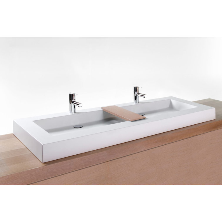 Wetstyle 60" Cube Collection Trough Lavatory, 4" Height, with Wood ...