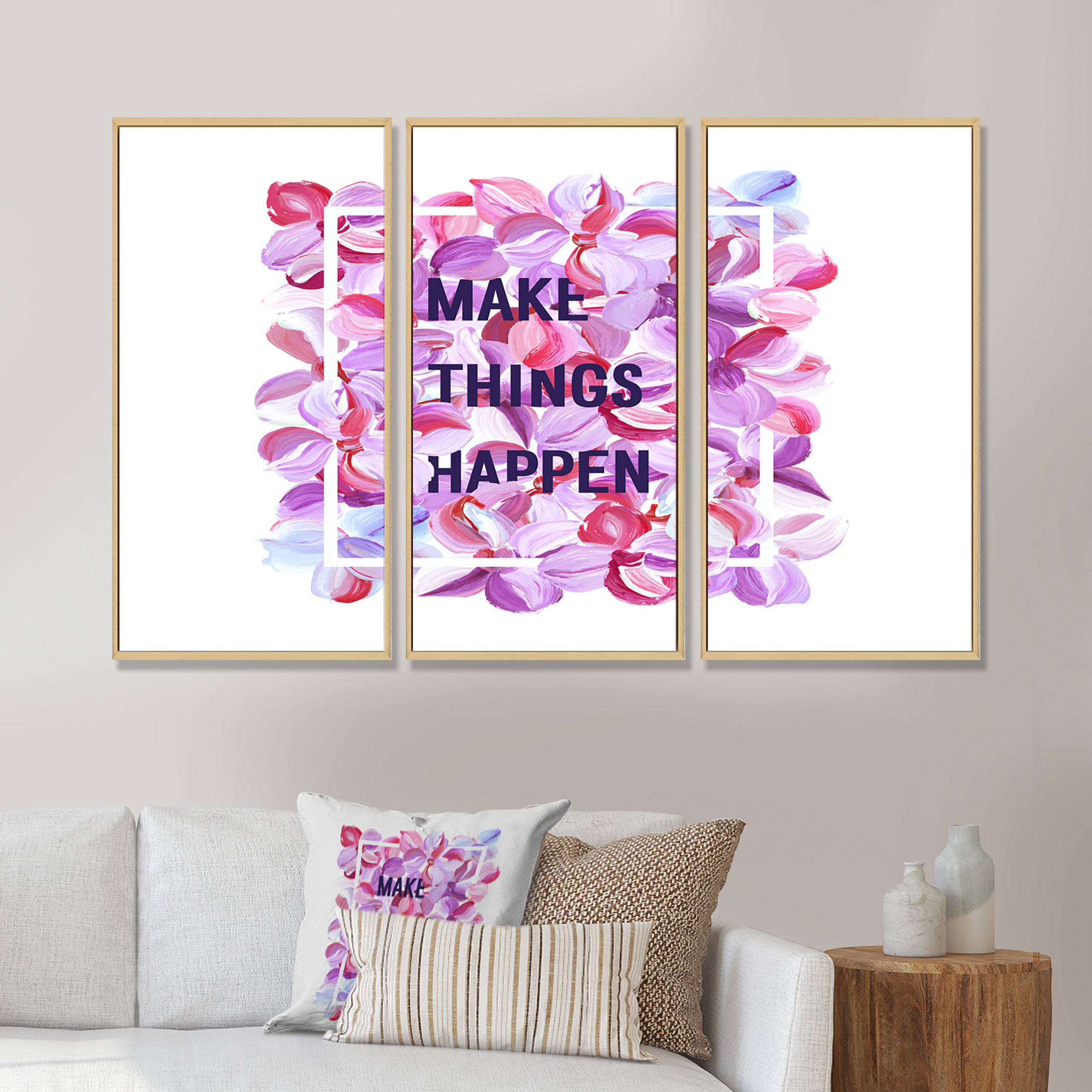 Design Art Make Things Happen - Traditional Framed Canvas Wall Art Set ...