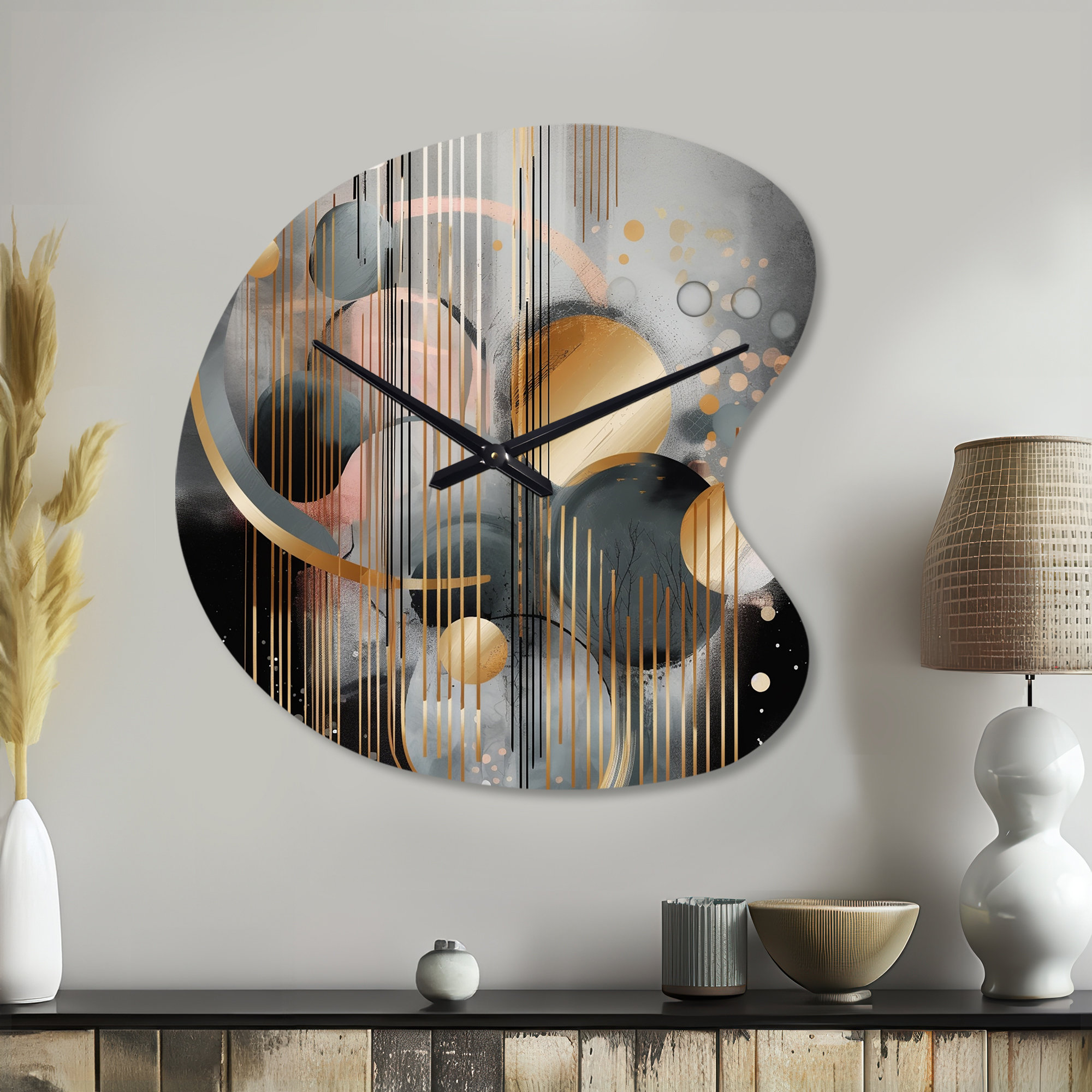 Design Art Abstract Shapes And Lines III - Unique Shape Marble Metal ...