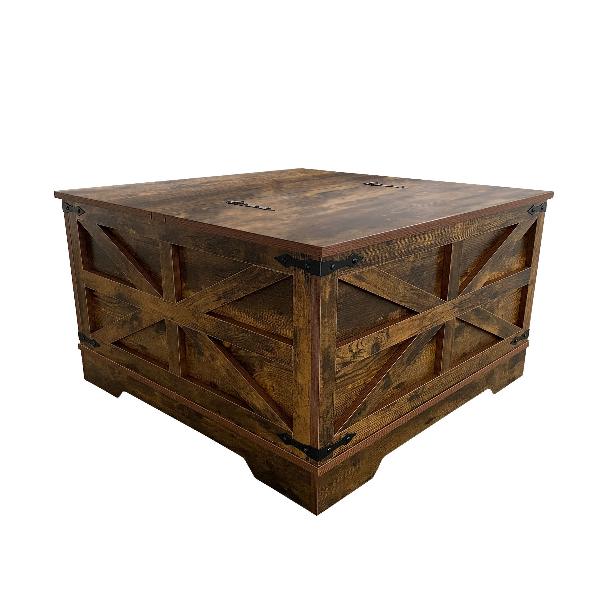 Gracie Oaks Dahlquist Farmhouse Square Storage Coffee Table with Hinged ...