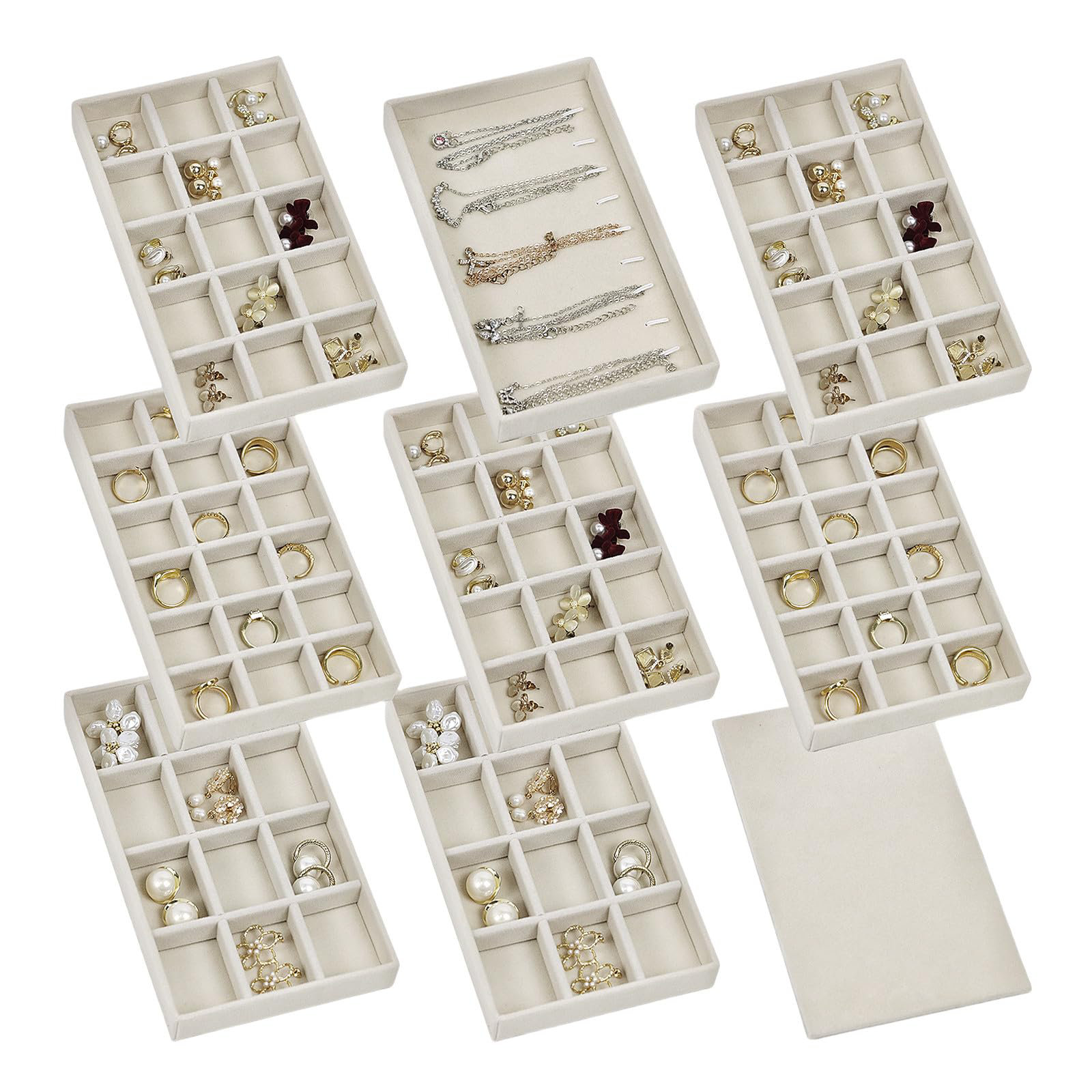 Rebrilliant Set Of 8 Stackable Jewelry Organizer Trays With 1 Lid ...