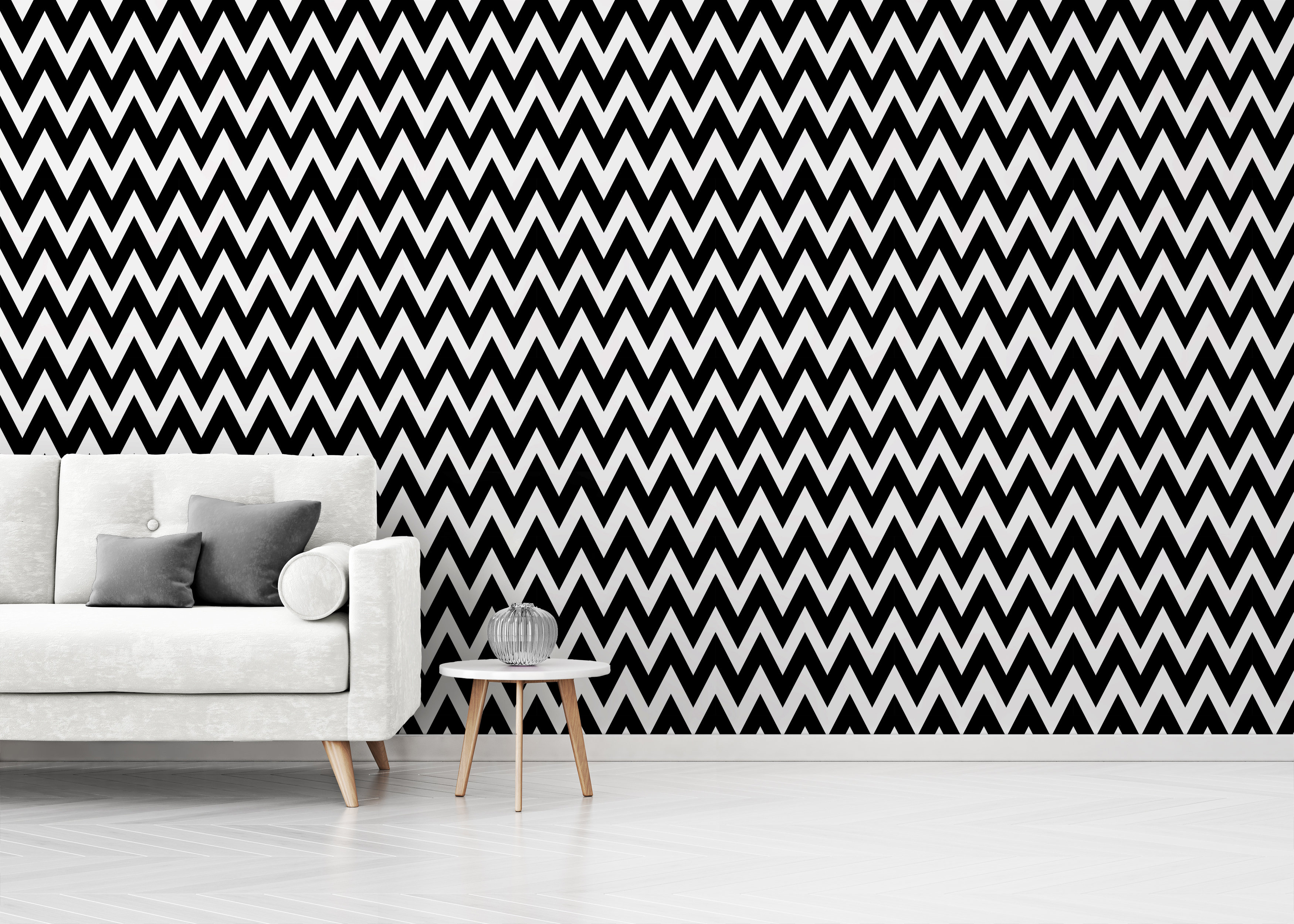 Ebern Designs Caliopa Zig Zag Smooth Peel and Stick Wallpaper Panel ...