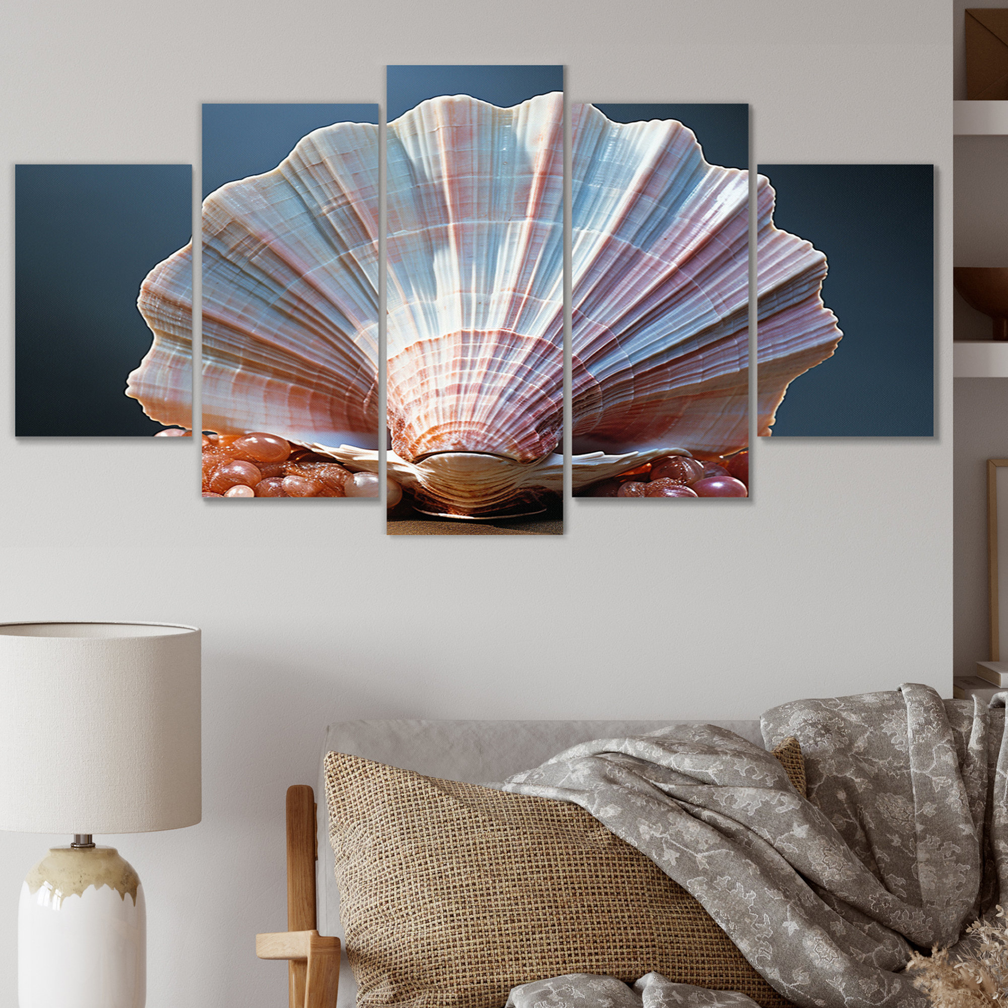 Dovecove White Seashell Close Up I - Animals Wall Decor - 5 Panels ...
