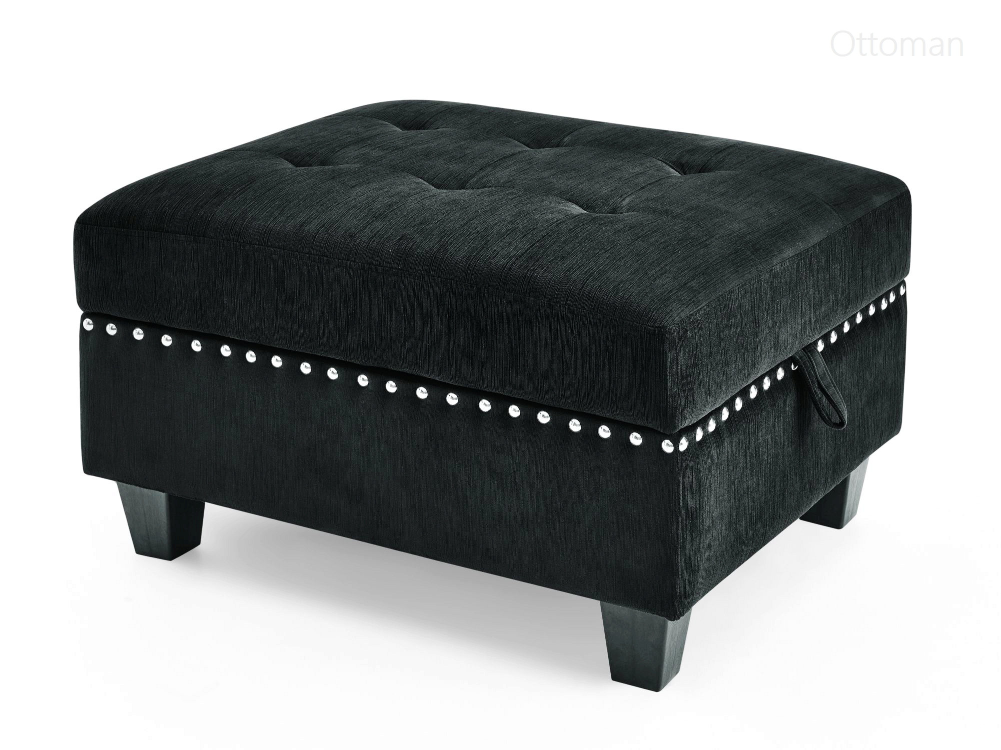 Ebern Designs 1pc Ottoman with Nailheads Decoration and Strong Support ...