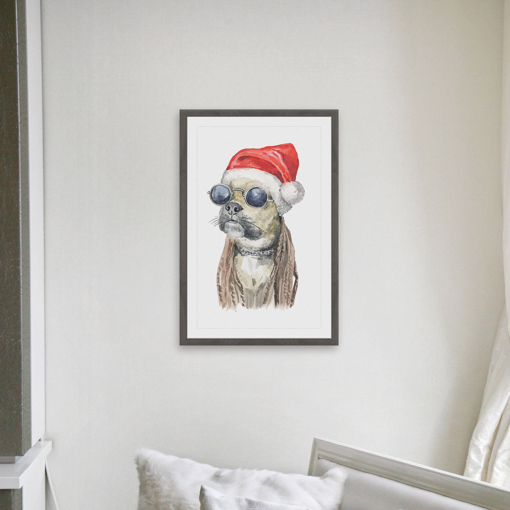 Ivy Bronx 'Rockstar Christmas' Framed Watercolor Painting Print | Wayfair