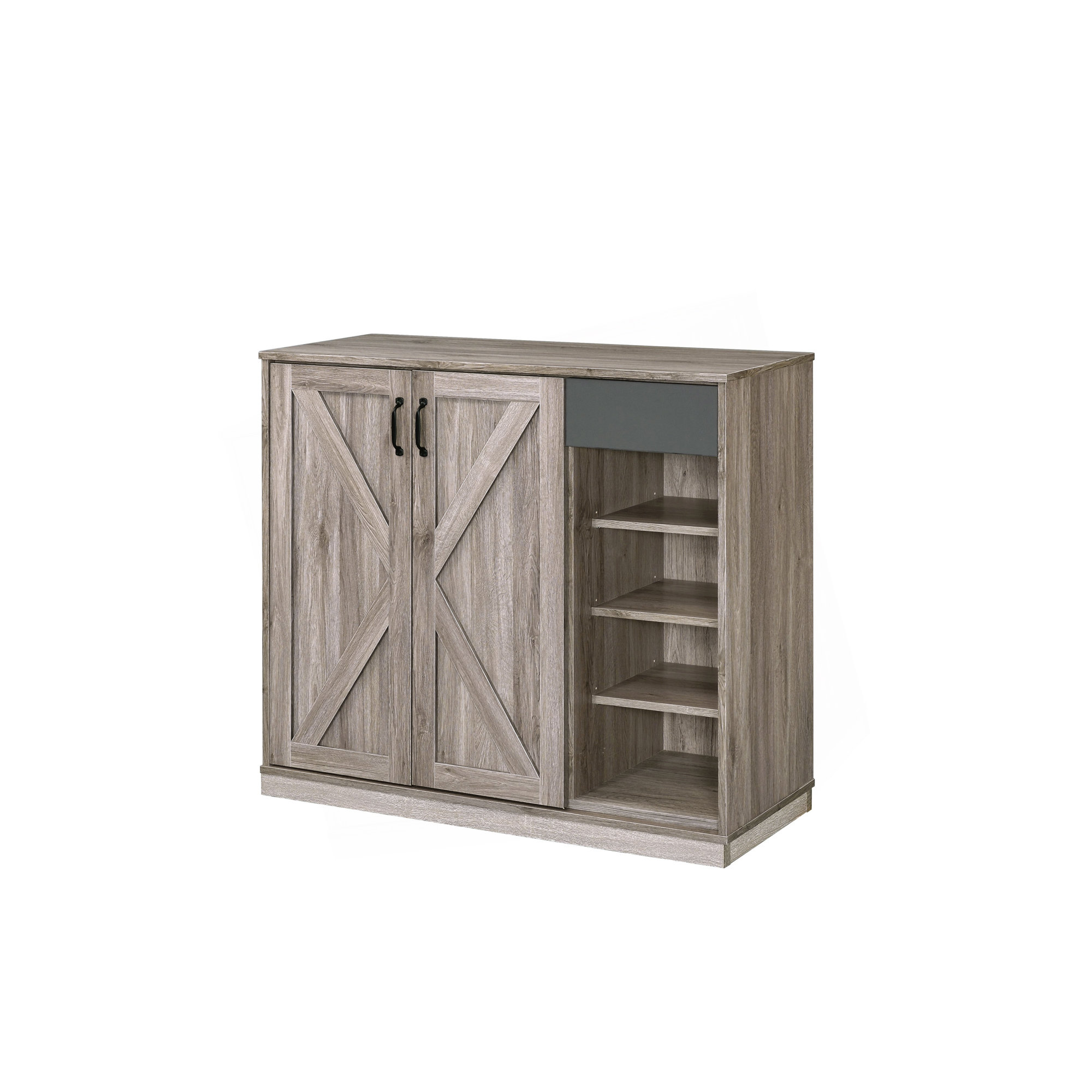 Gracie Oaks ACME Toski Cabinet, Rustic Oak 97775 | Wayfair