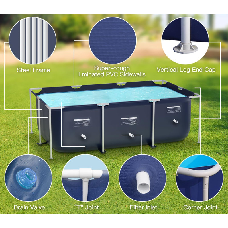 CAPBOL Rectangle Pool Durable Steel Frame Above Ground Pool | Wayfair