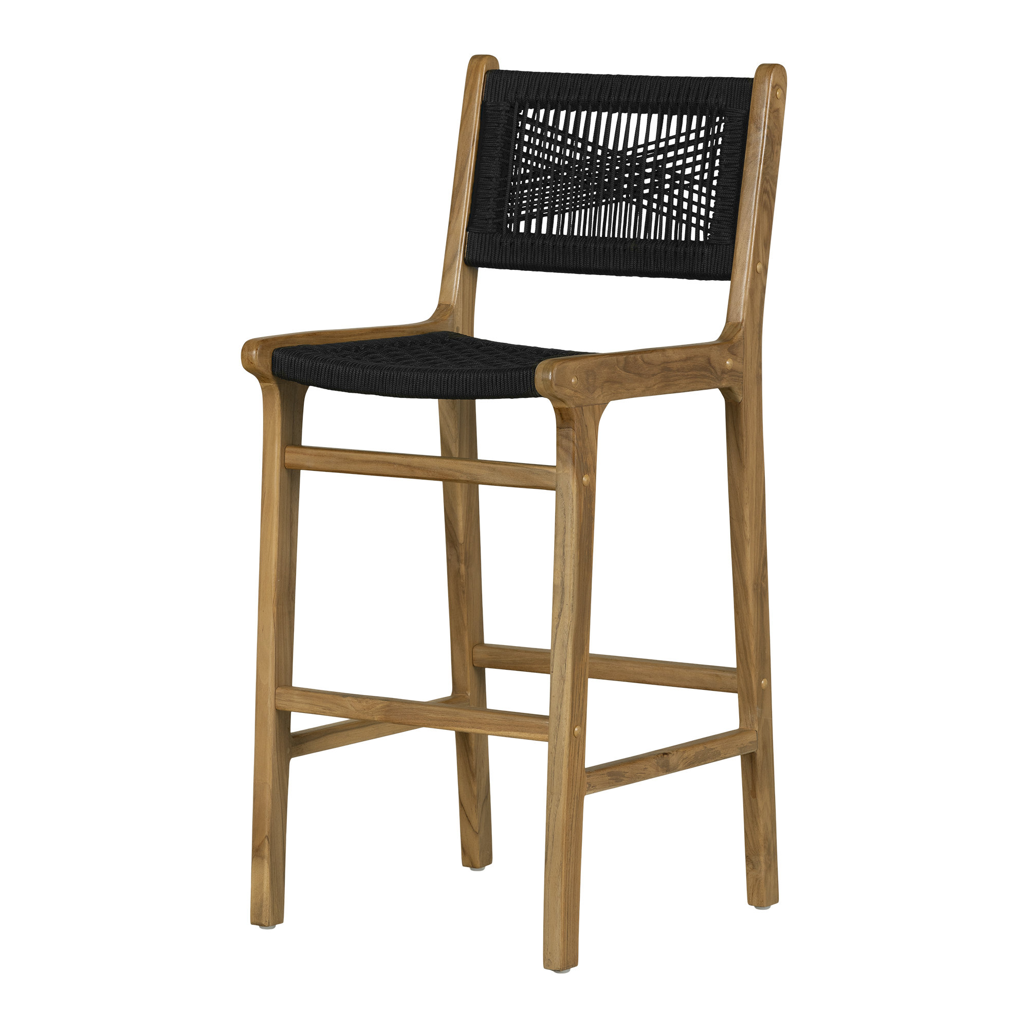 South Shore Balka Bar Teak Wood And Woven Rope Bar Stool & Reviews ...