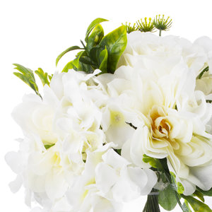 House of Hampton® Cream Hydrangea Rose And Peony Mixed Silk Flower In ...