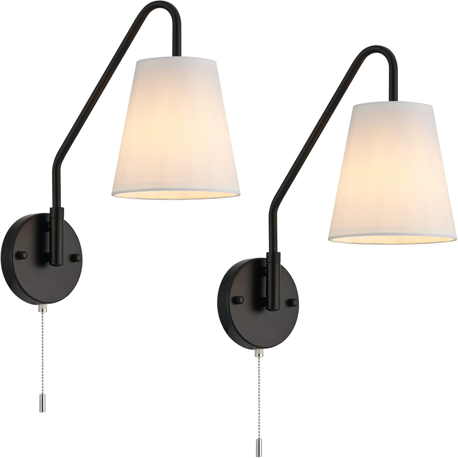 Hokku Designs Wall Sconce Set Of 2 Hardwired Swingarm Lamps With Pull ...