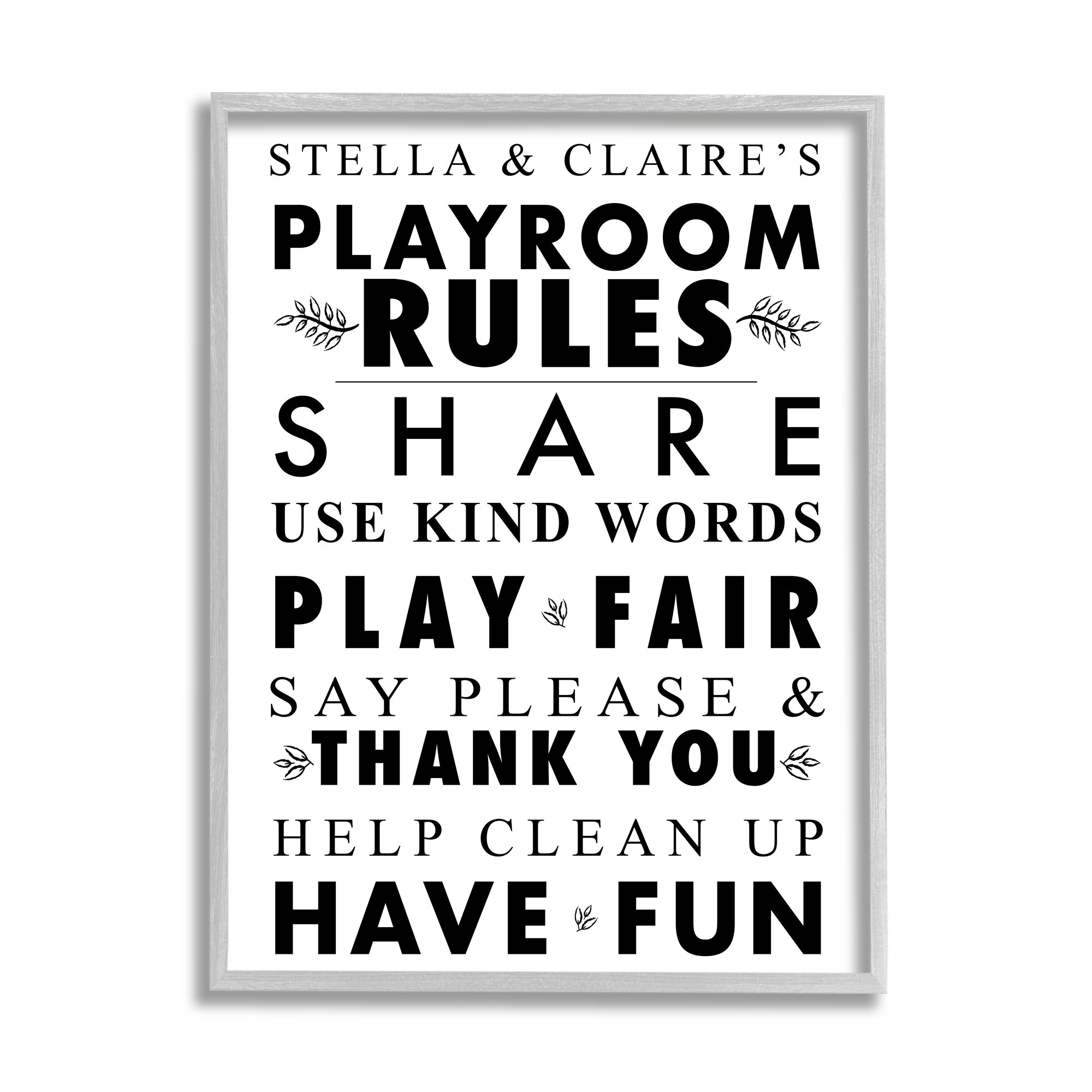 Ophelia & Co. Minimal Playroom Rules cmw-018 Personalized Wall Art ...