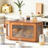 Prep & Savour Corner Bread Box For Kitchen Countertop, Bamboo Wood ...