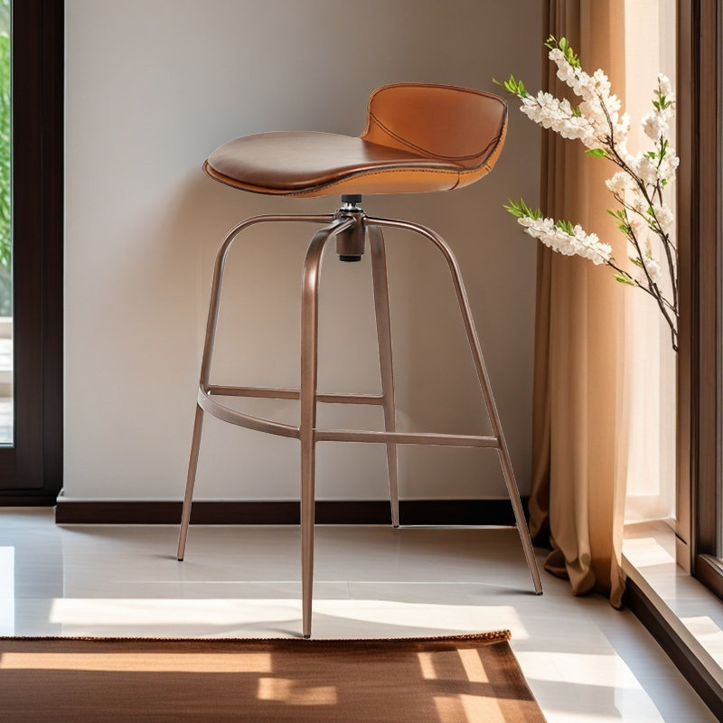 VICABY Imported oil wax cow leather rotatable bar stool | Wayfair
