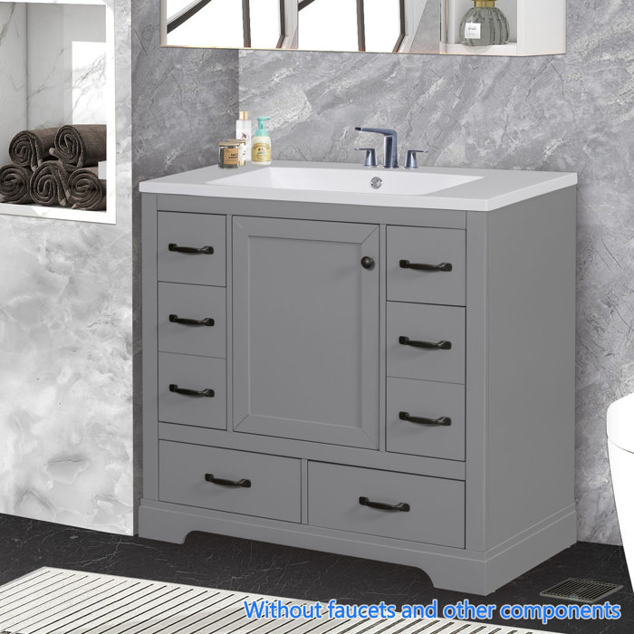 Winston Porter Raedon 36'' Single Bathroom Vanity with Ceramic Top ...