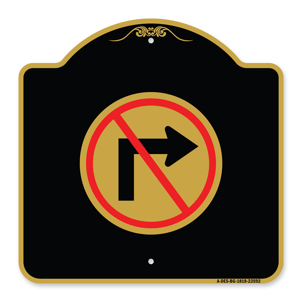 Signmission Designer Series Sign - No Right Turn (Graphic Only) | Black ...