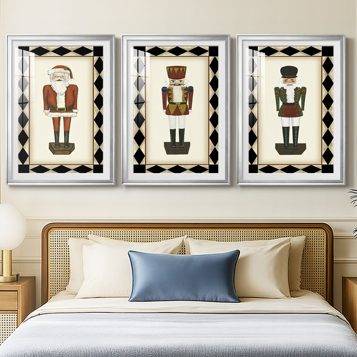 Canora Grey Jolly Santa -Custom Framed Premium Print W Matt - 3 Pieces ...