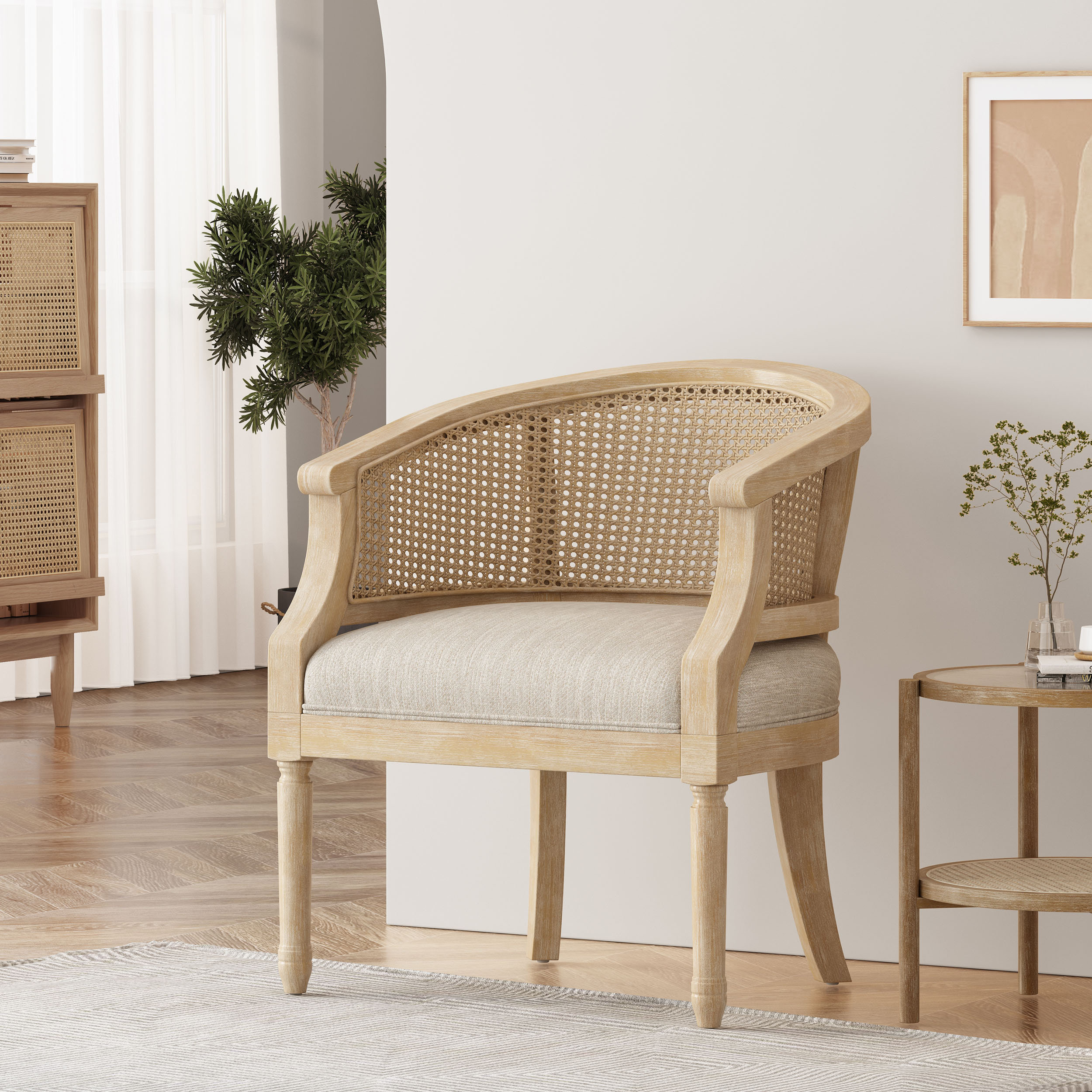 Bay Isle Home™ French Country Accent Chair With Cane Webbing, Plush ...