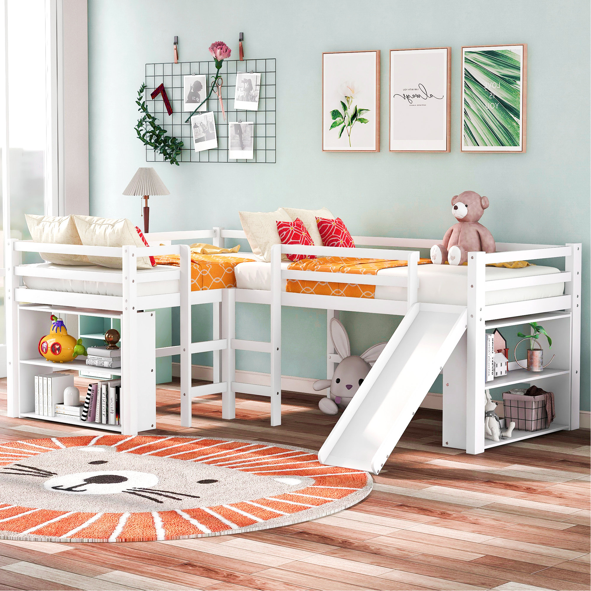 Harriet Bee Twin Solid Wood L-Shaped Loft Bed & Reviews | Wayfair