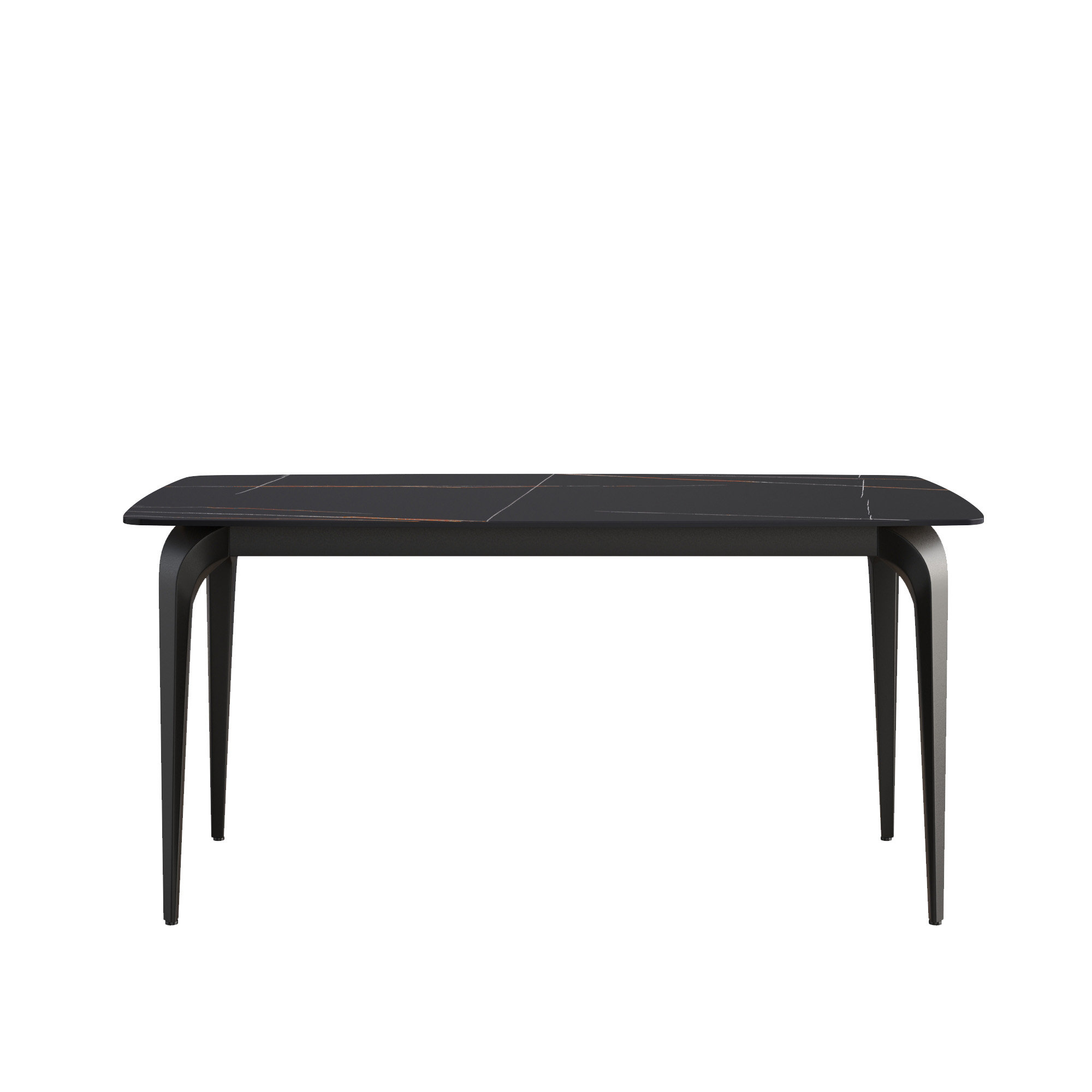 Ivy Bronx 70.87"Modern Artificial Stone Curved Black Metal Leg Dining ...