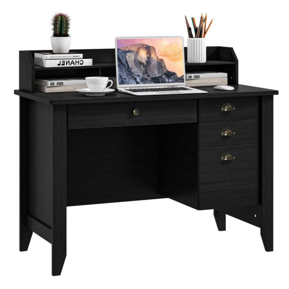 Red Barrel Studio® Vintage Computer Desk With Storage Shelves And 4 ...