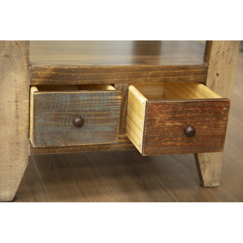 International Furniture Direct Antique Multicolor End Table With 2 ...