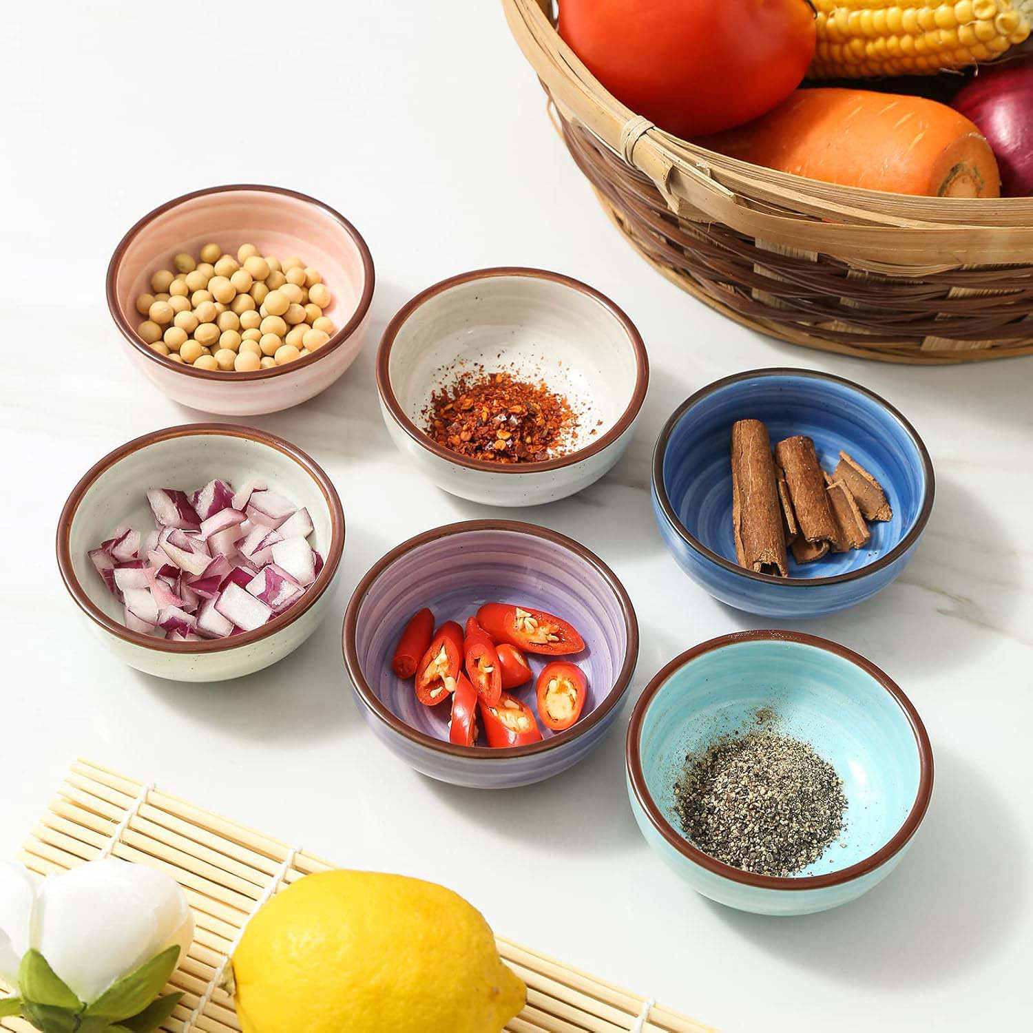 Dakota Fields Ceramic Mini Dipping Bowls 3 Inch Soy Sauce Dish Set, 2.7 ...