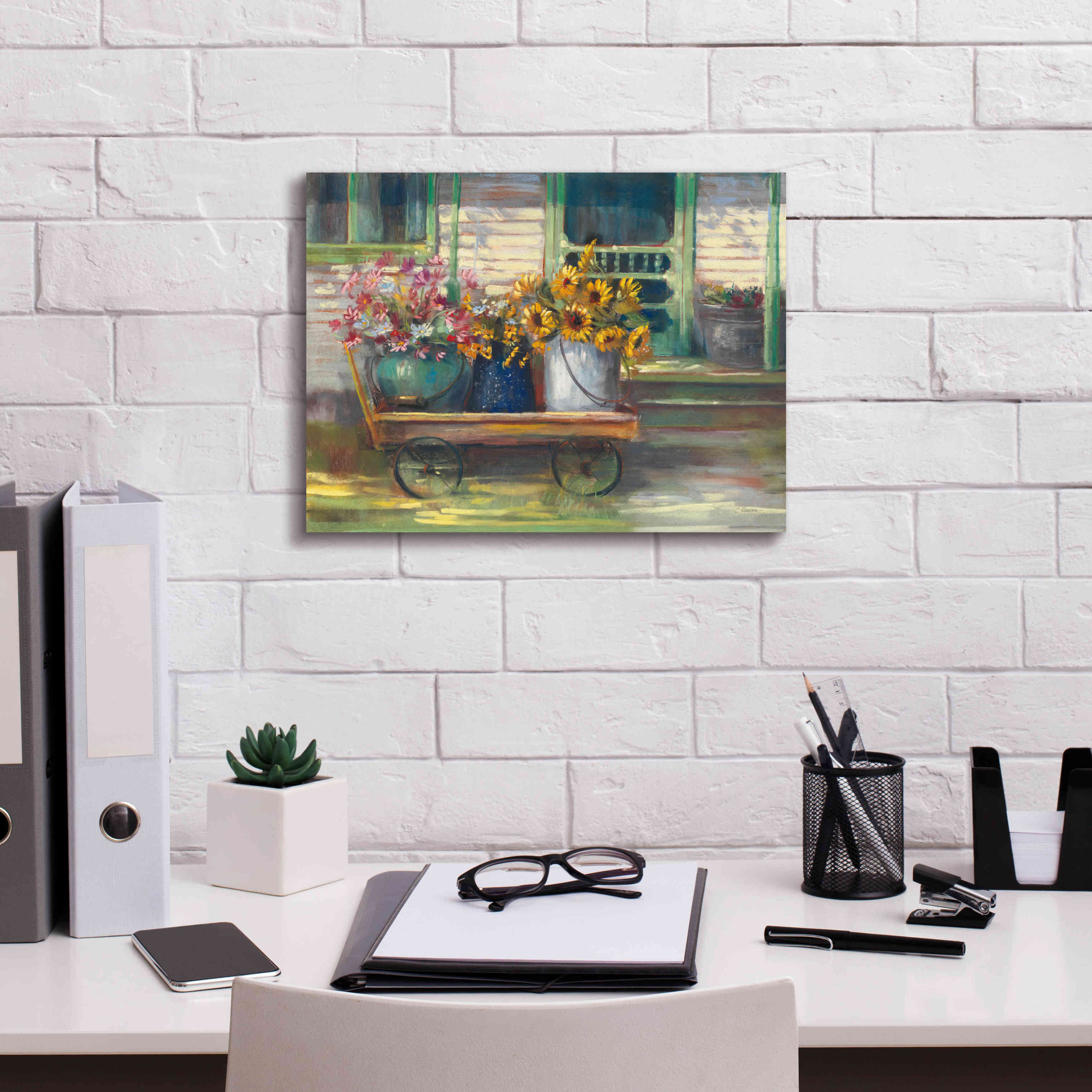 Wildon Home® Aaroosh Garden Wagon On Canvas by Carol Rowan Print | Wayfair