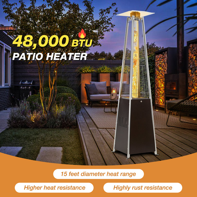 FOOWIN Pyramid Flame 48000 BTU Propane Standing Patio Heater & Reviews ...