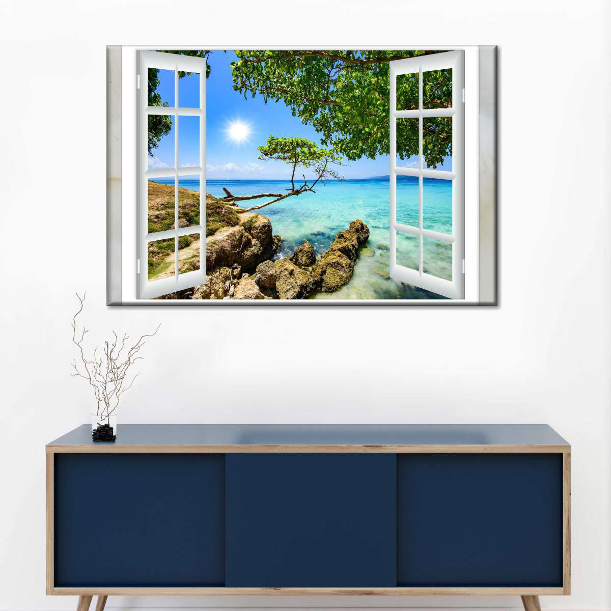 Highland Dunes Rocky Beach Window View Canvas Print On Canvas Print ...