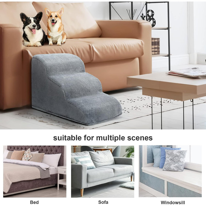 Tucker Murphy Pet™ Three-Step Dog Ramp Stairs With Washable Two Fabric ...