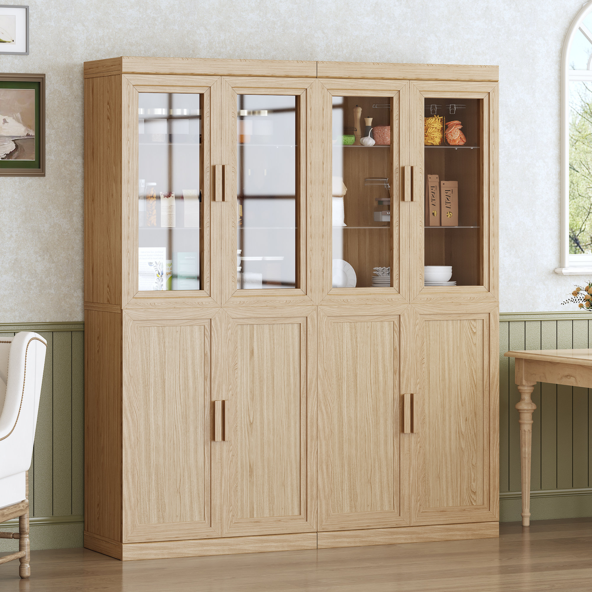 Latitude Run® 72" Wood Kitchen Pantry Cabinet Portable Pantry with ...