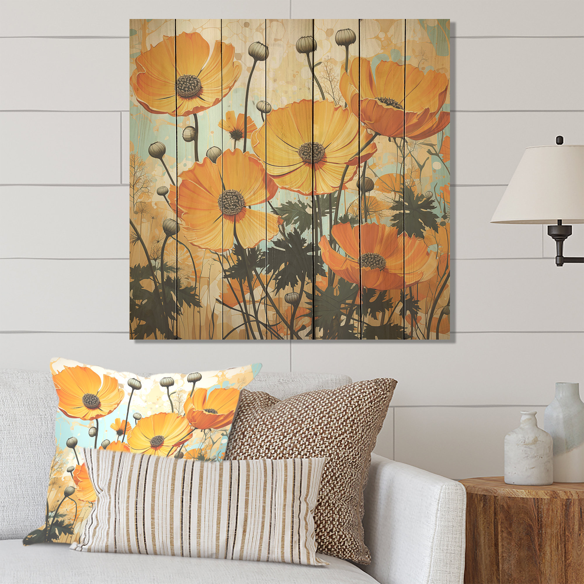 Winston Porter Yellow Marigold Blossom Burst I - Marigold On Wood Print ...