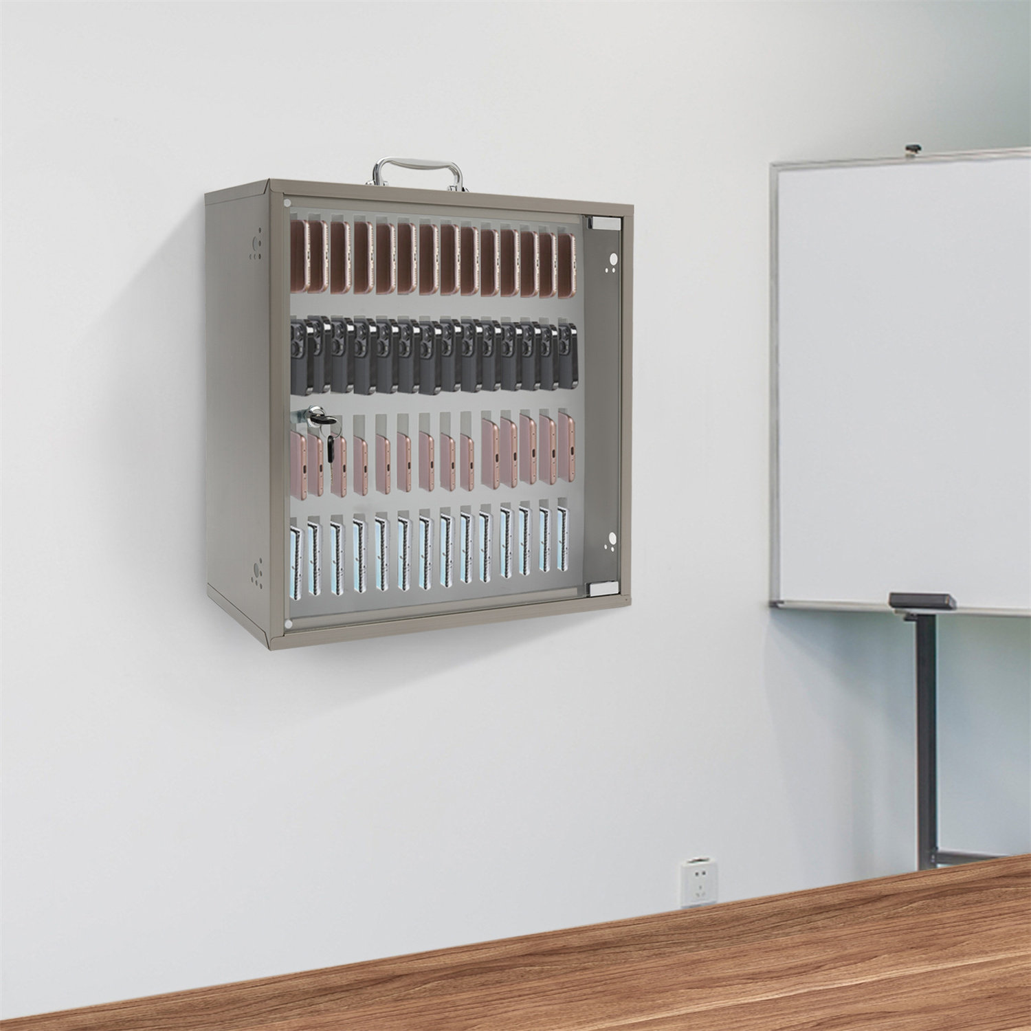 YINXIER Metal 4 - Tier 18.9'' Cell Phone Locker with Built In Key Lock ...