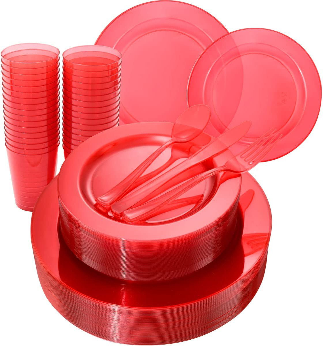 OPTERWQ Disposable Dinnerware Set For 36 Guests - Clear Plastic Plates ...